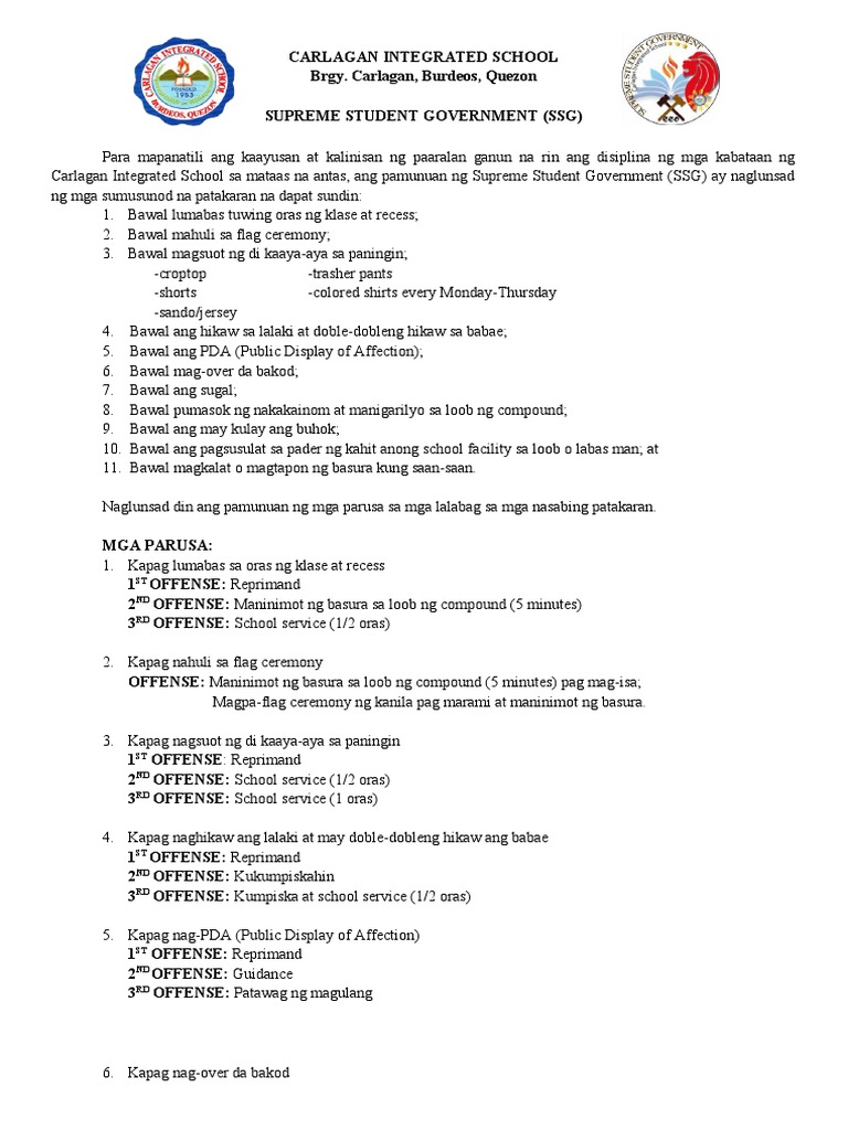 SSG Rules & Regulation | PDF