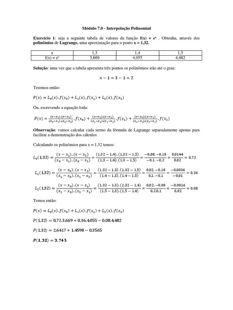 Modulo 7.0 - Interpolacao Polinomial | PDF | Álgebra | Conceitos ...