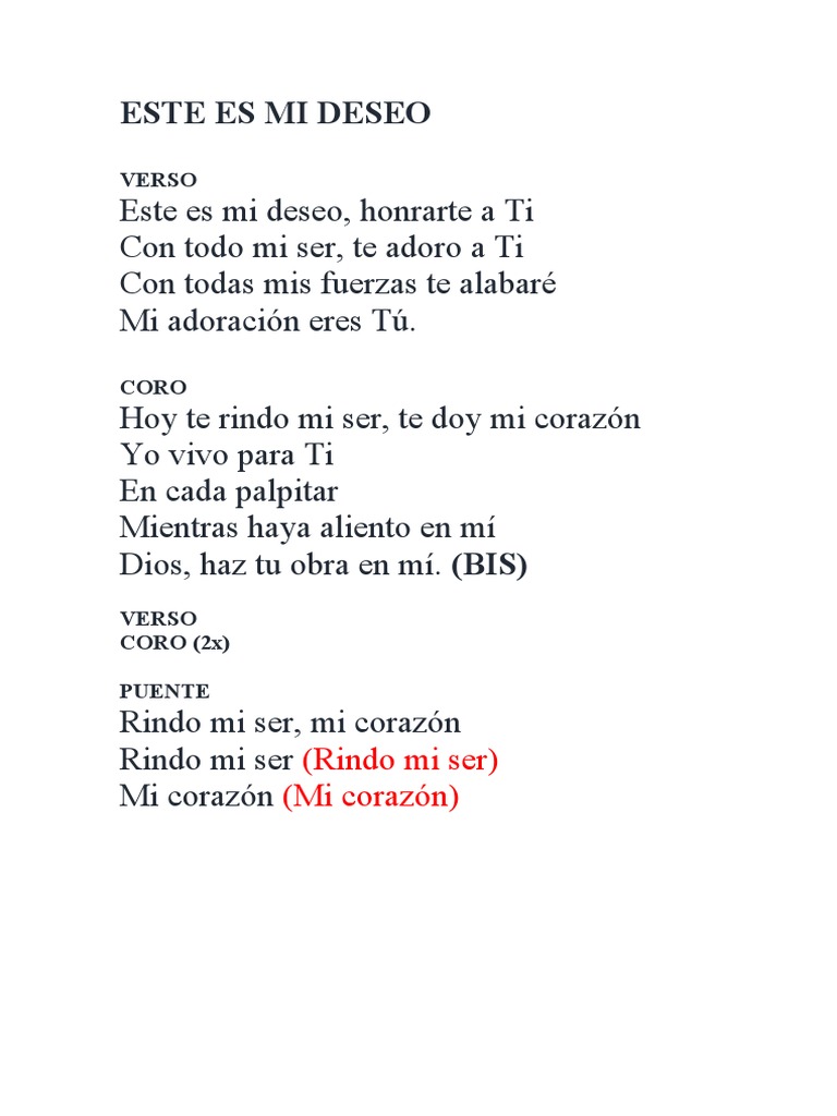 Este Es Mi Deseo (Rey de Reyes) (G) | PDF