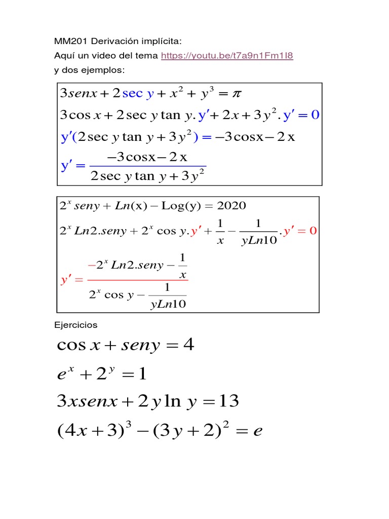 MM201 Derivacion Implicita | PDF