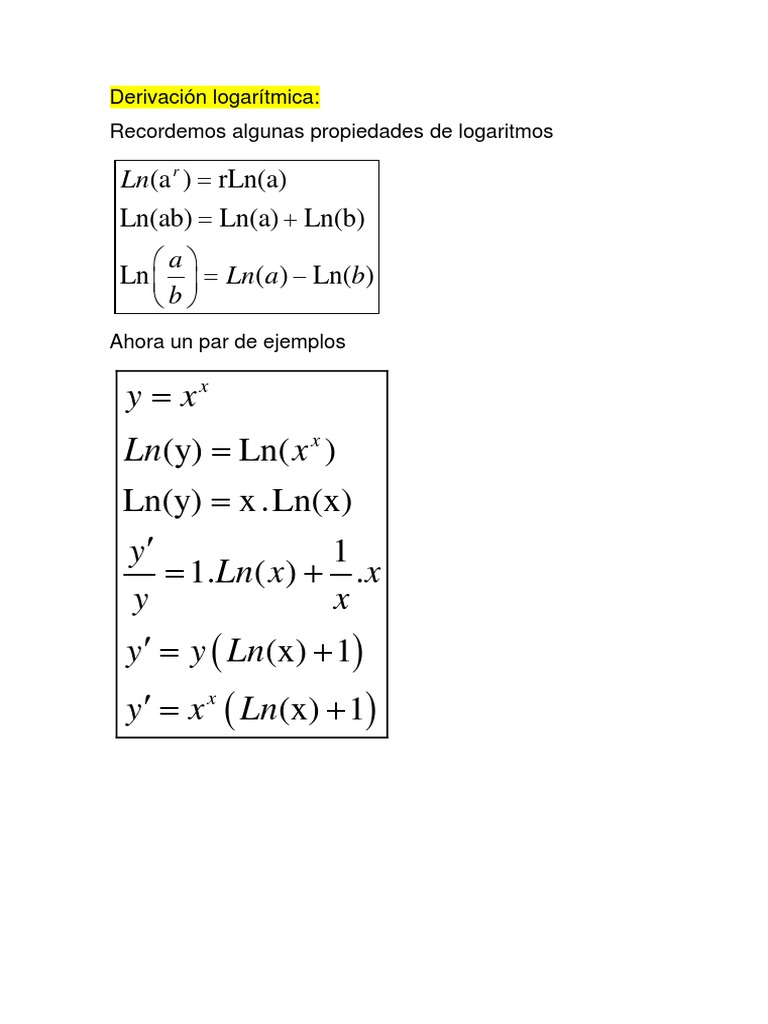 mm201 Derivacion Logarítmica | PDF