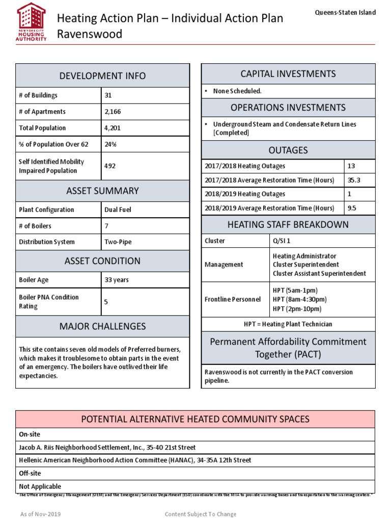 NYCHA - Ravenswood Houses Heat Plan | PDF | Boiler | Steam