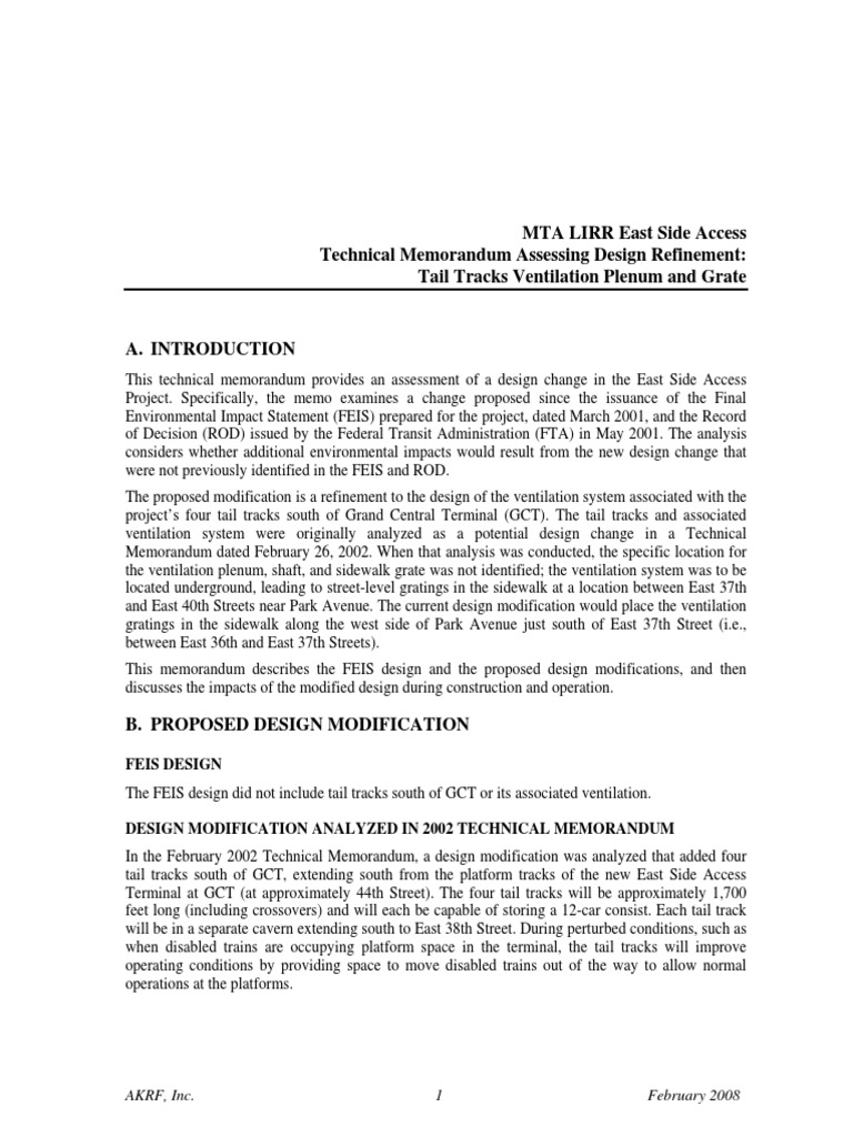 MTA - East Side Access TM 3 (Tail Tracks Ventilation Plenum, Grate ...