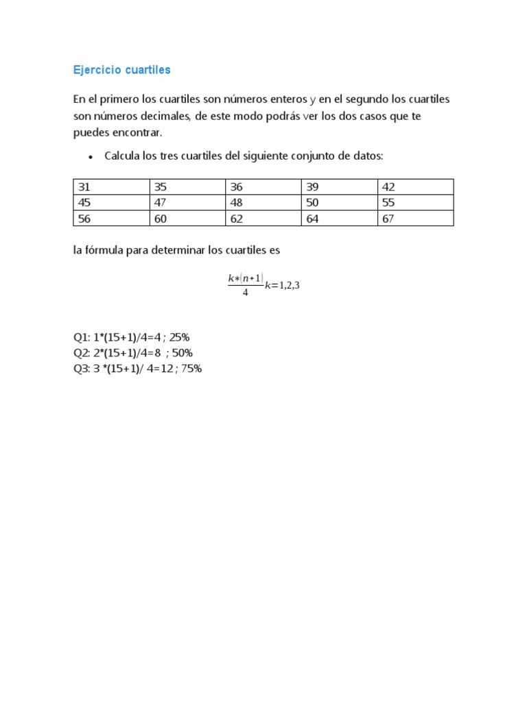 Ejercicio Cuartiles | PDF