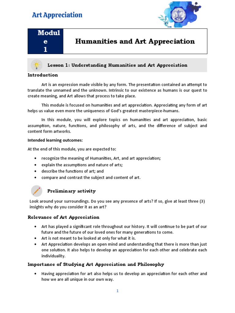 Understanding Humanities and Art Appreciation | PDF | The Arts | Experience