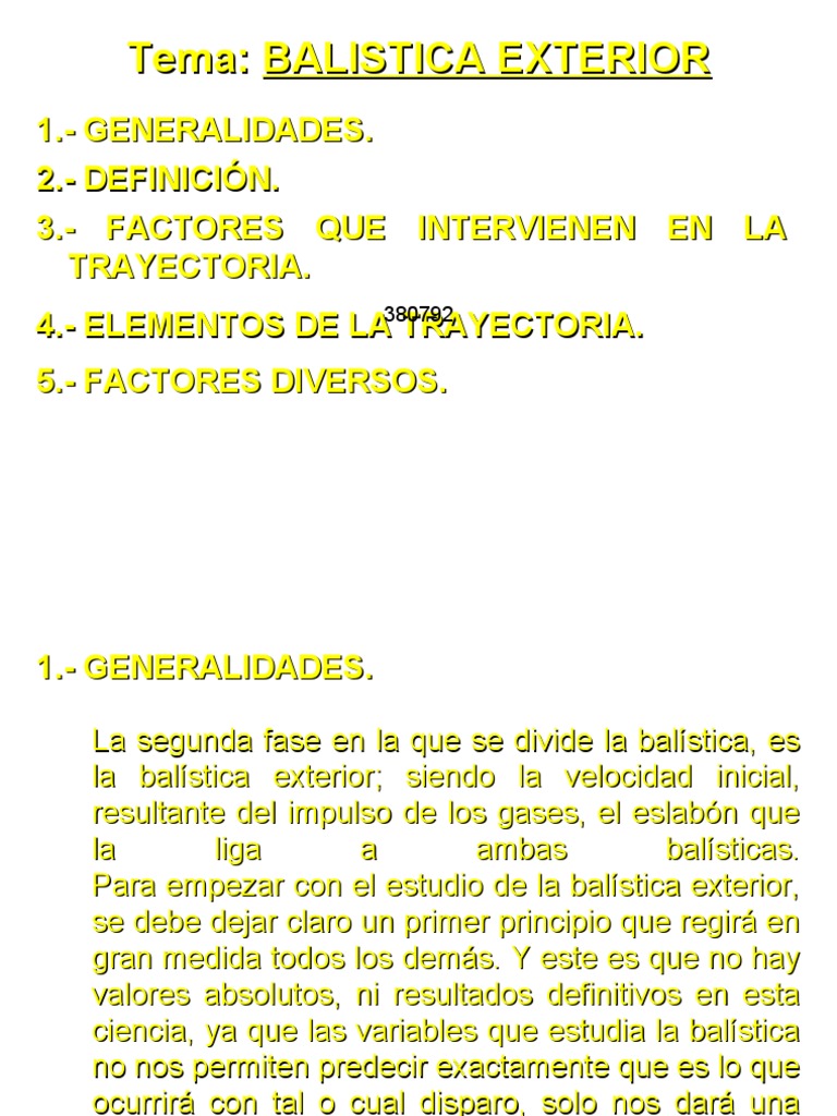 Introducción a la Balística Exterior | PDF | Arrastrar (Física) | Balística