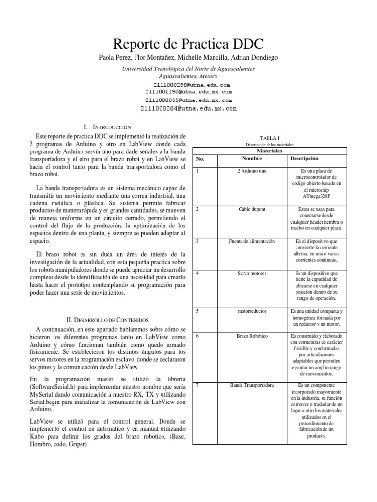 Reporte de Parctica DCC - Paola Azeneth Perez Pasillas | PDF | Arduino | Robot