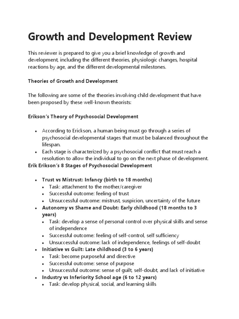 Growth and Development Review | PDF | Cognitive Development ...