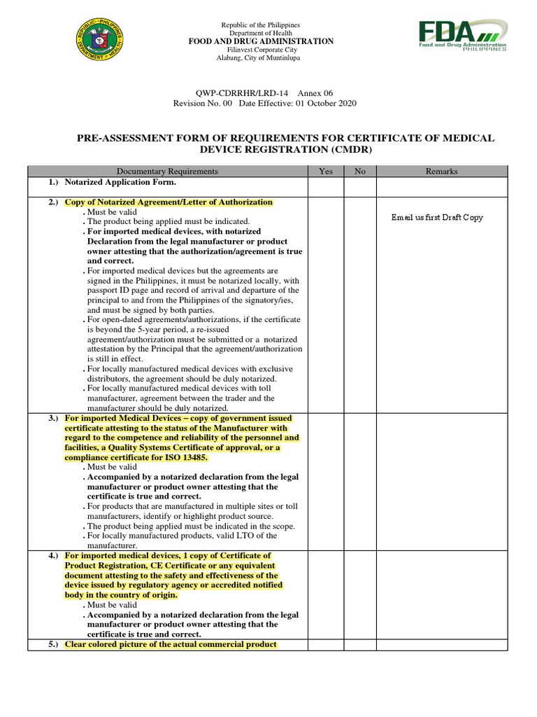 CMDR Requirements for Medical Devices | PDF | Medical Device ...