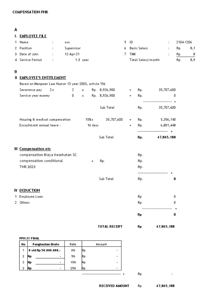 Calculation PHK 2023 | PDF | Factor Income Distribution | Taxes