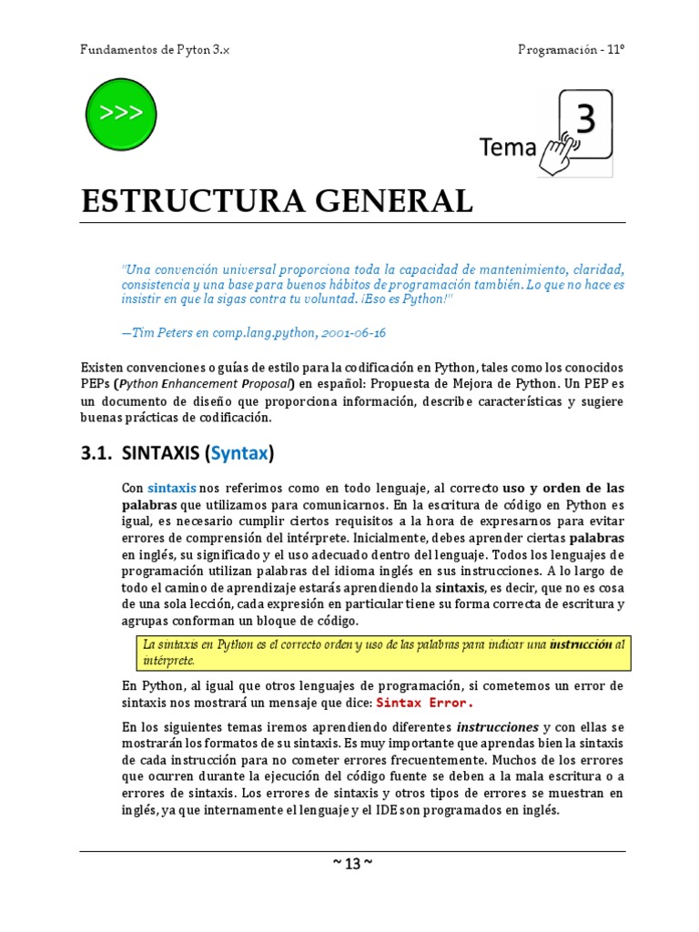 03-Estructura General de Python 3 | Descargar gratis PDF | Python ...