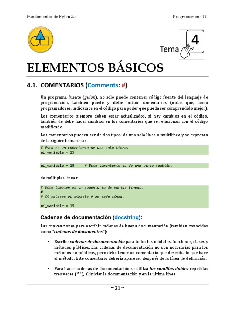 04 Elementos Básicos De Python 3 Pdf Python Lenguaje De Programación Objeto Informática
