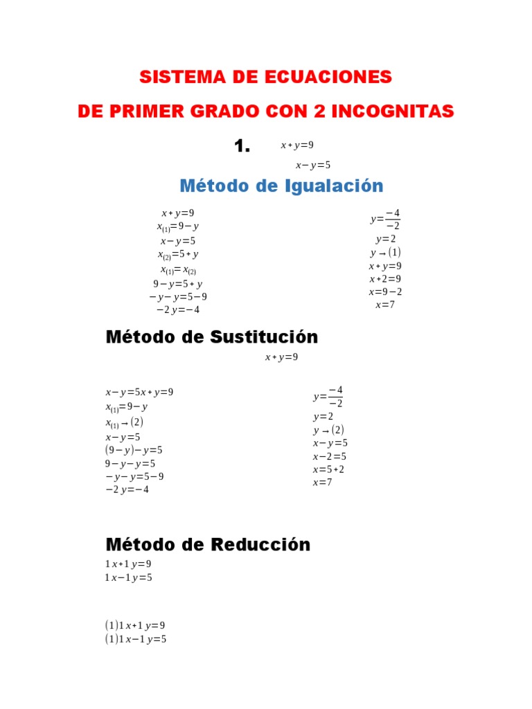 Sistema de Ecuaciones de Primer Grado Con 2 Incognitas | PDF | Ajedrez