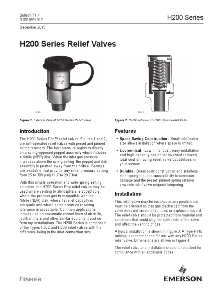 Data Sheets h200 Series Relief Valves Bulletin Fisher en en 6106102 | PDF