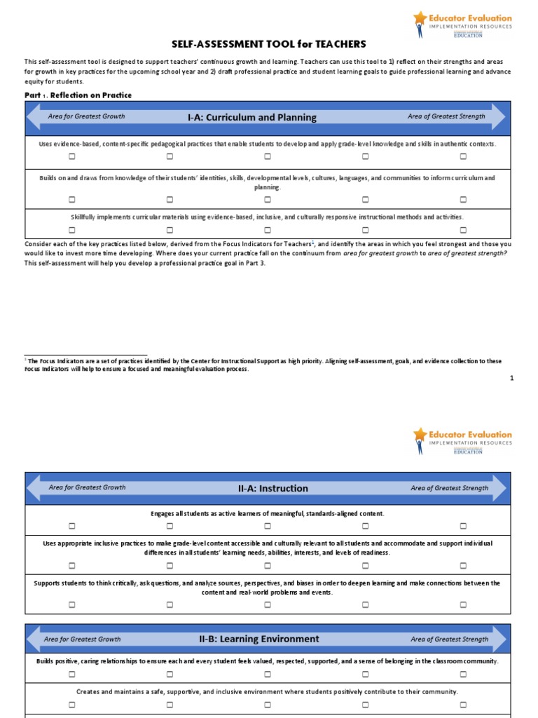 Self Assessment Tool | PDF | Learning | Curriculum