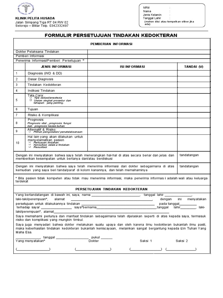 Formulir-Persetujuan-Tindakan-Kedokteran-1 | PDF