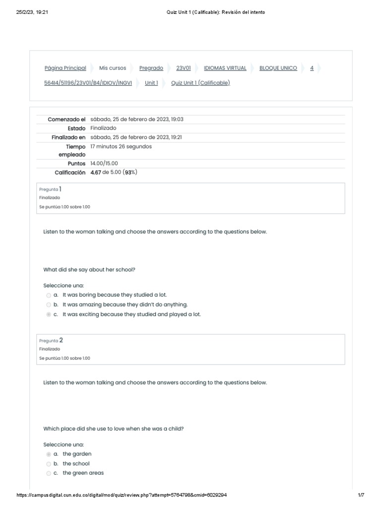 Quiz Unit 1 English | PDF