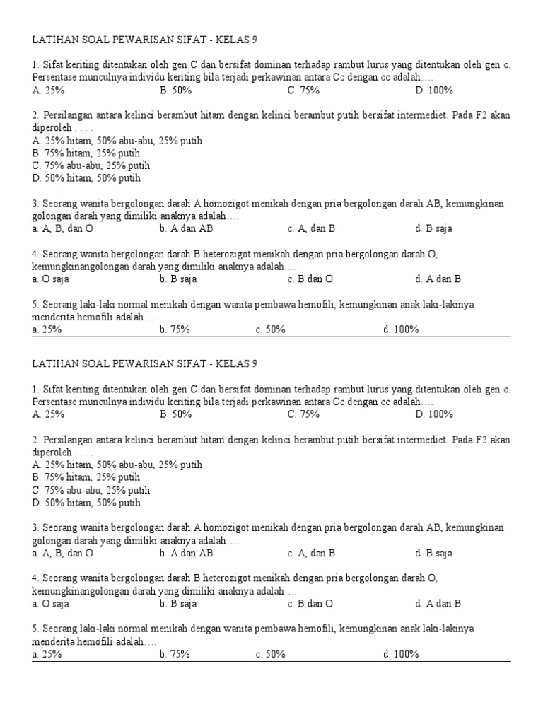 Latihan Soal Pewarisan Sifat | PDF