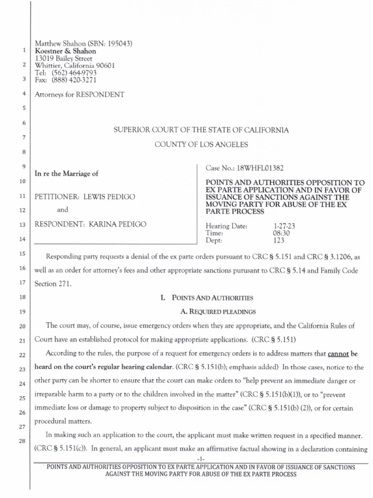 Opposition Ex Parte | PDF