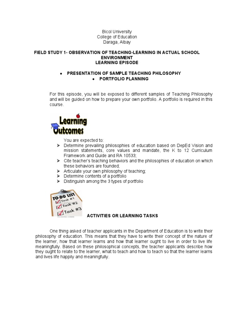 Teaching Philosophy Portfolio Guide | PDF | Constructivism (Philosophy ...