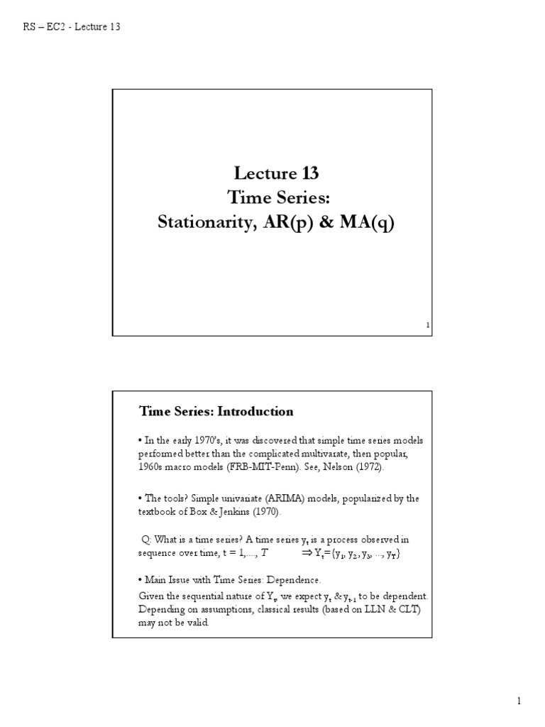 Time Series Station, AR, MA | PDF | Stationary Process | Time Series
