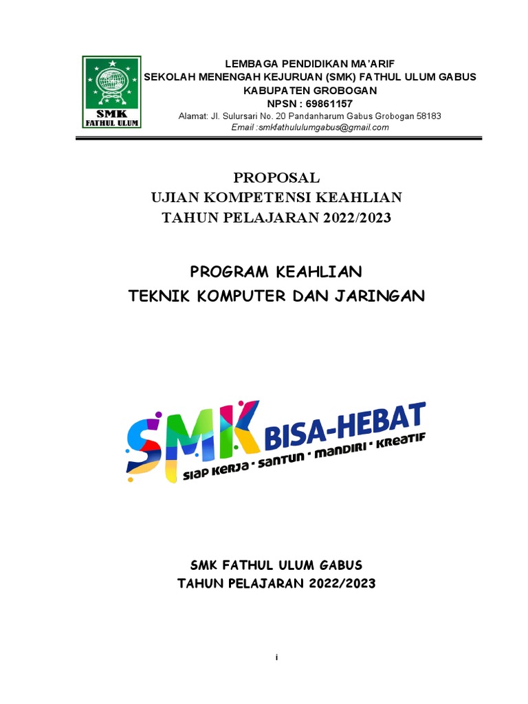 Proposal UKK Teknik Komputer SMK Fathul Ulum | PDF | Karier & Perkembangan | Bisnis