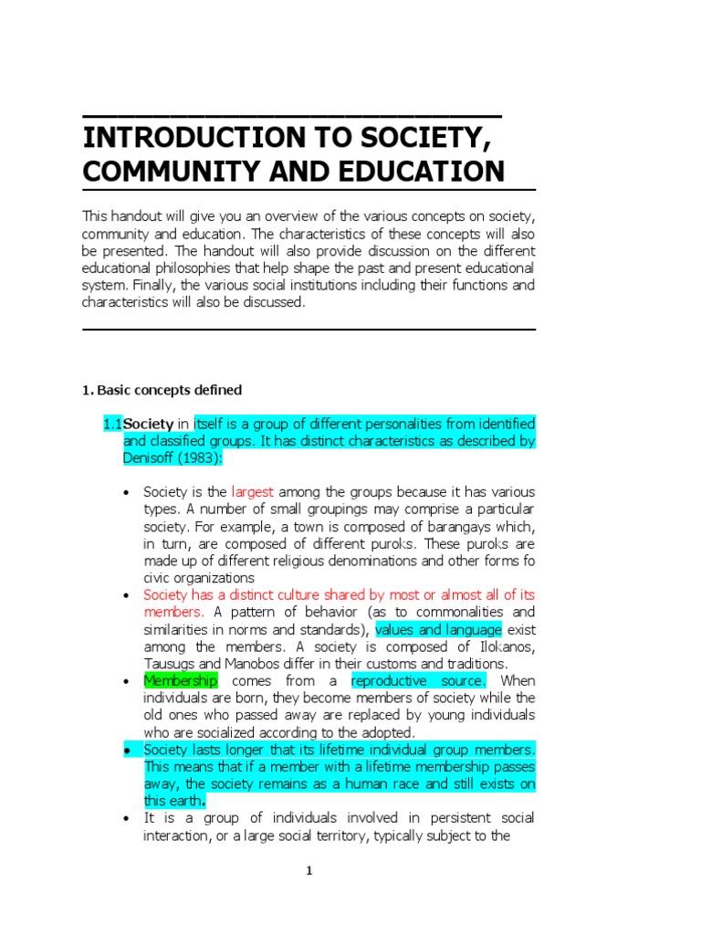 Introduction to Society and Education | PDF | Idealism | Learning