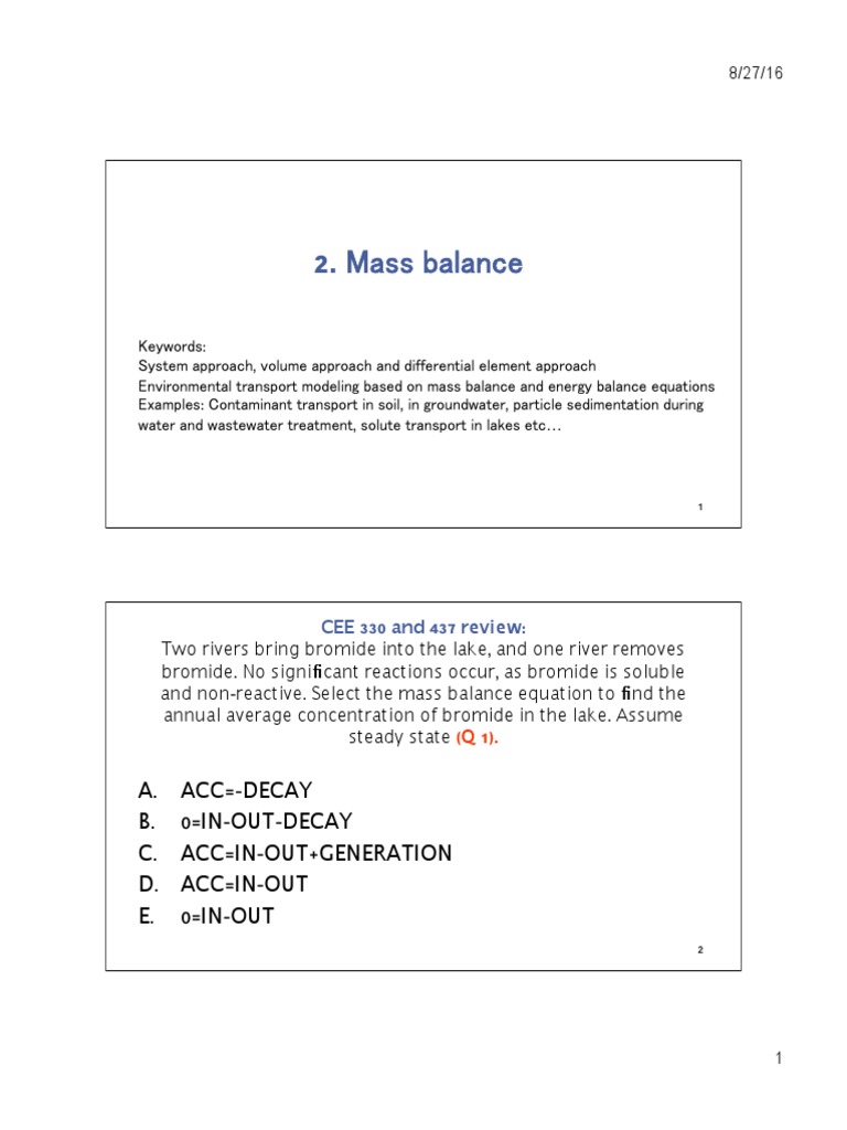 Mass Balance | PDF | Process Engineering | Chemical Engineering