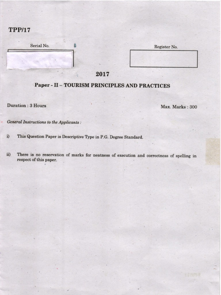 To Paper-II Tourism Principles and Practices | PDF