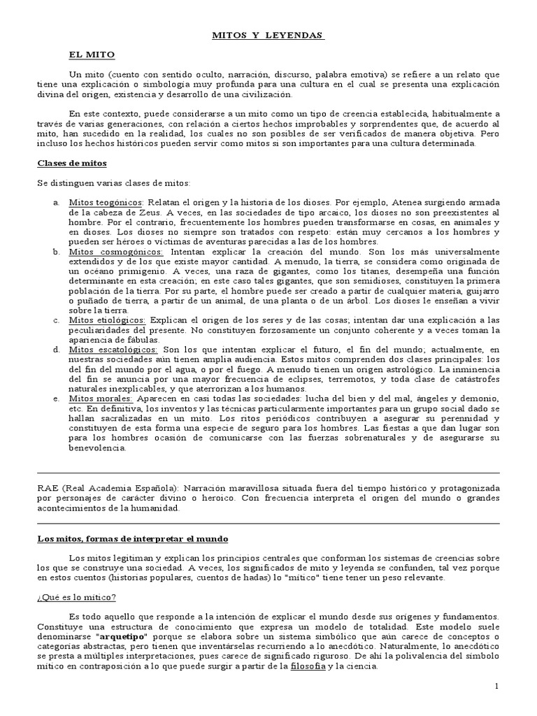 Mito | PDF | Leyendas | Mitología