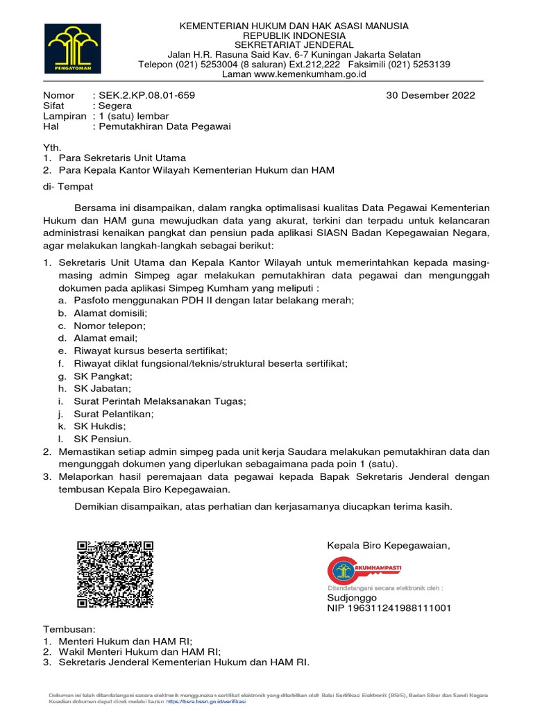 Pemutakhiran Data Pegawai | PDF