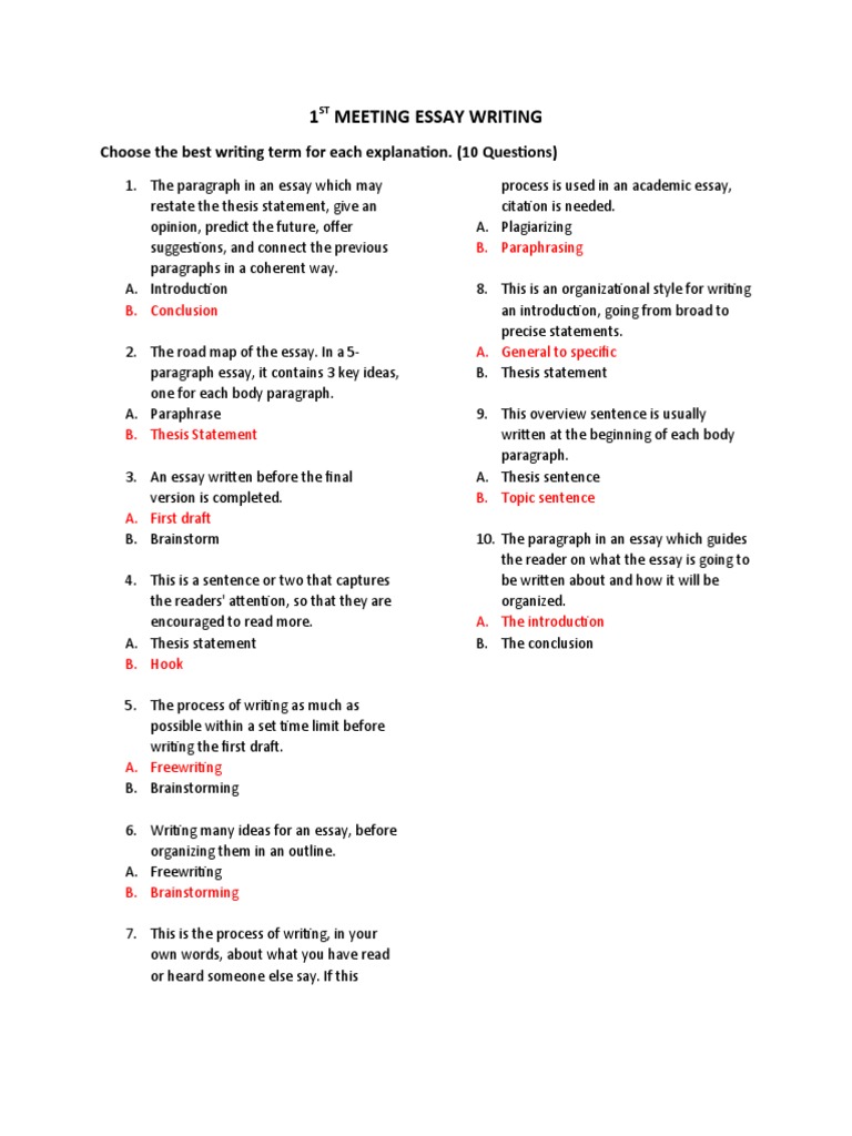 1st Meeting Essay Writing | PDF