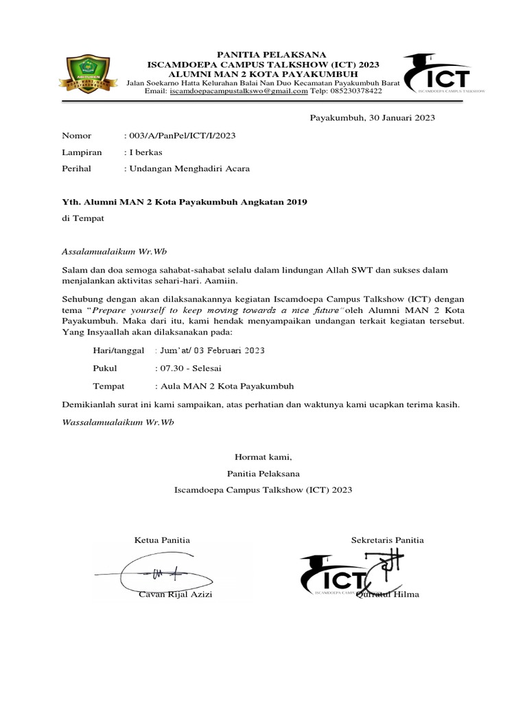 Undangan Menghadiri Acara Talkshow Alumni "Prepare Yourself to Keep ...