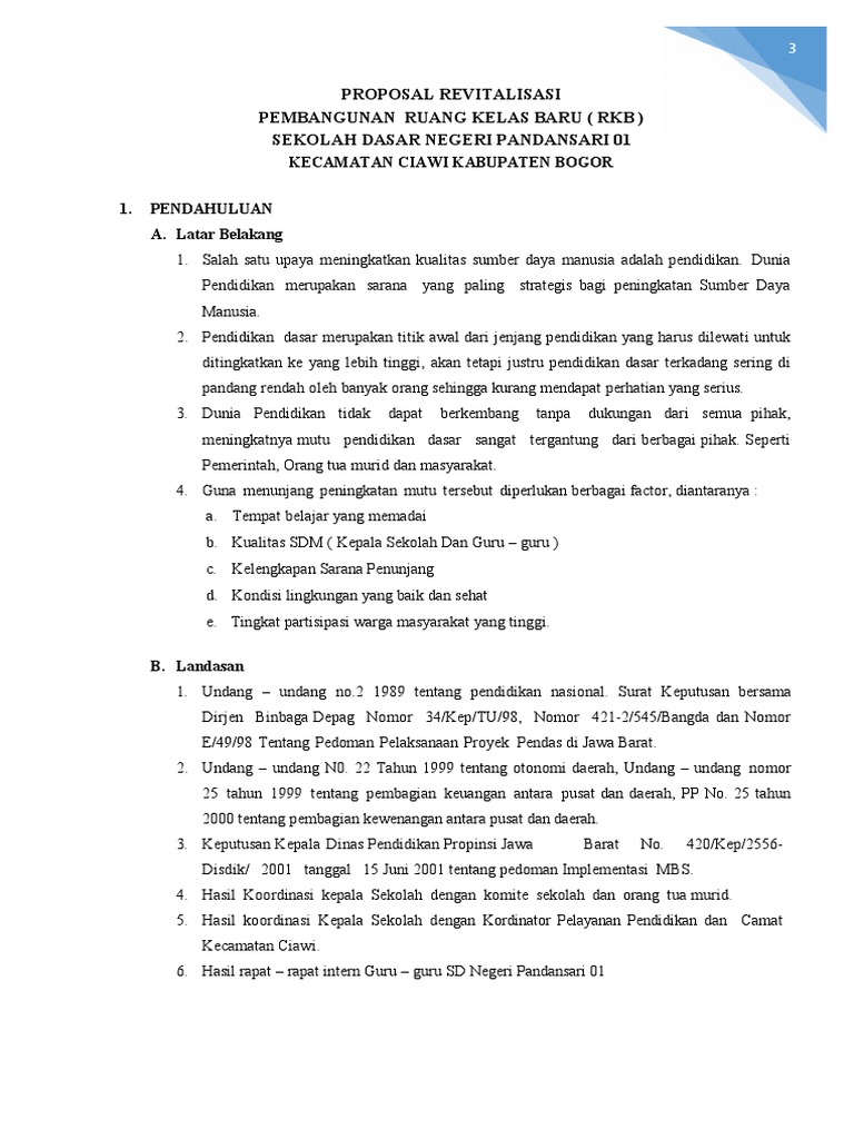 Contoh Proposal RKB Sekolah | PDF