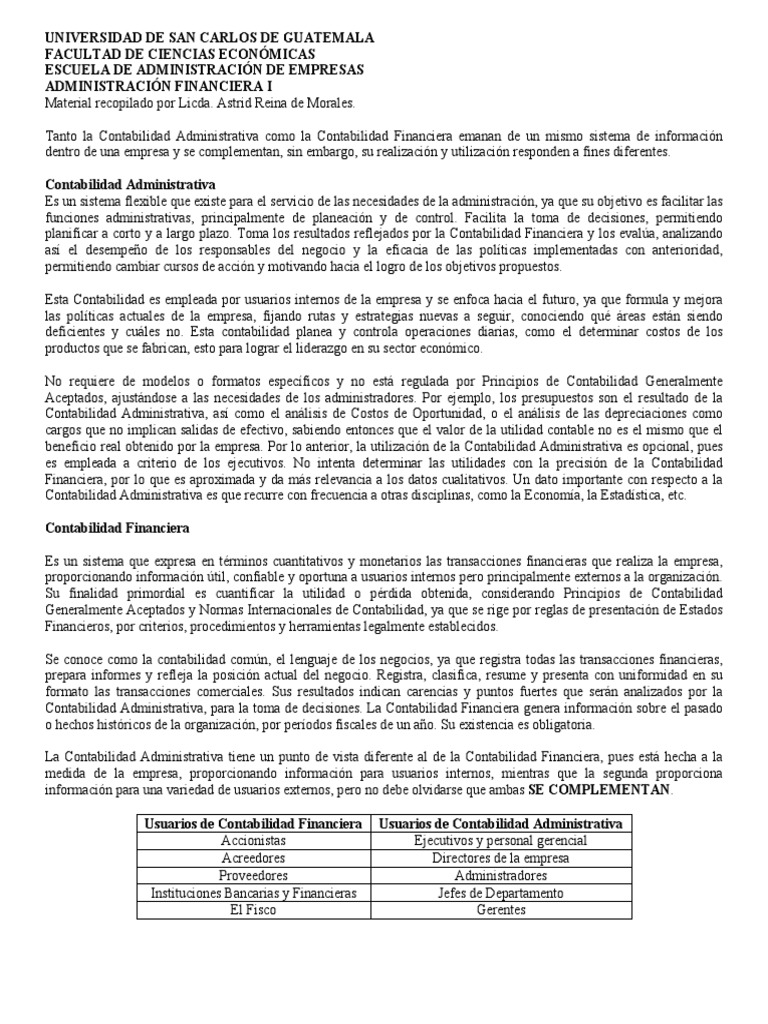 Contabilidad Administrativa | PDF | Contabilidad | Contabilidad financiera