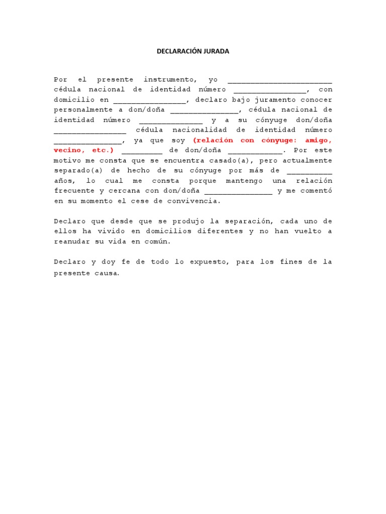 Declaración Jurada de Testigo | PDF