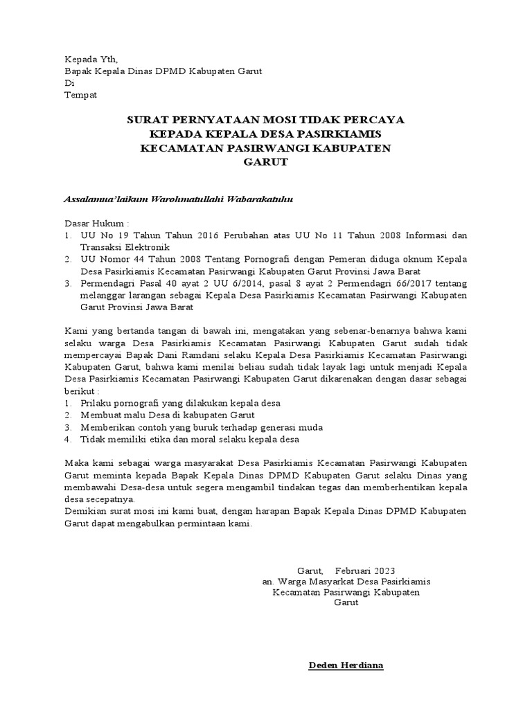 Surat Mosi DPMD Kab. Garut | PDF