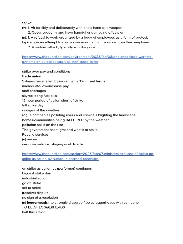Strike - Riot Vocabulary | PDF