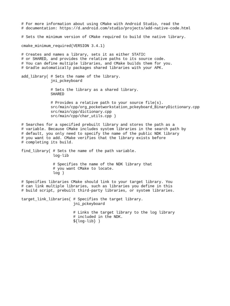 CMake Setup for Android JNI Library | PDF | Computers