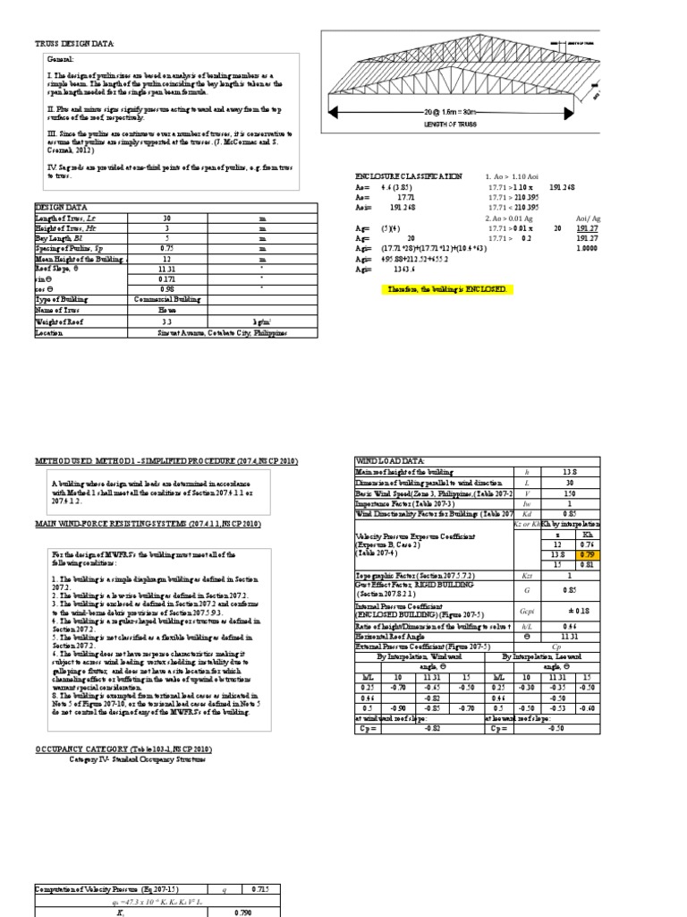 Purlin and Truss Design Calculations | PDF | Applied And ...