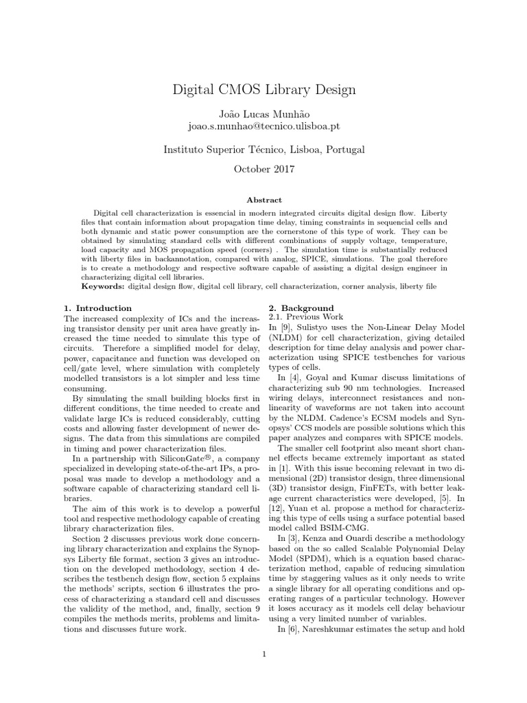 Digital Cmos Library Design Pdf Spice Cmos 