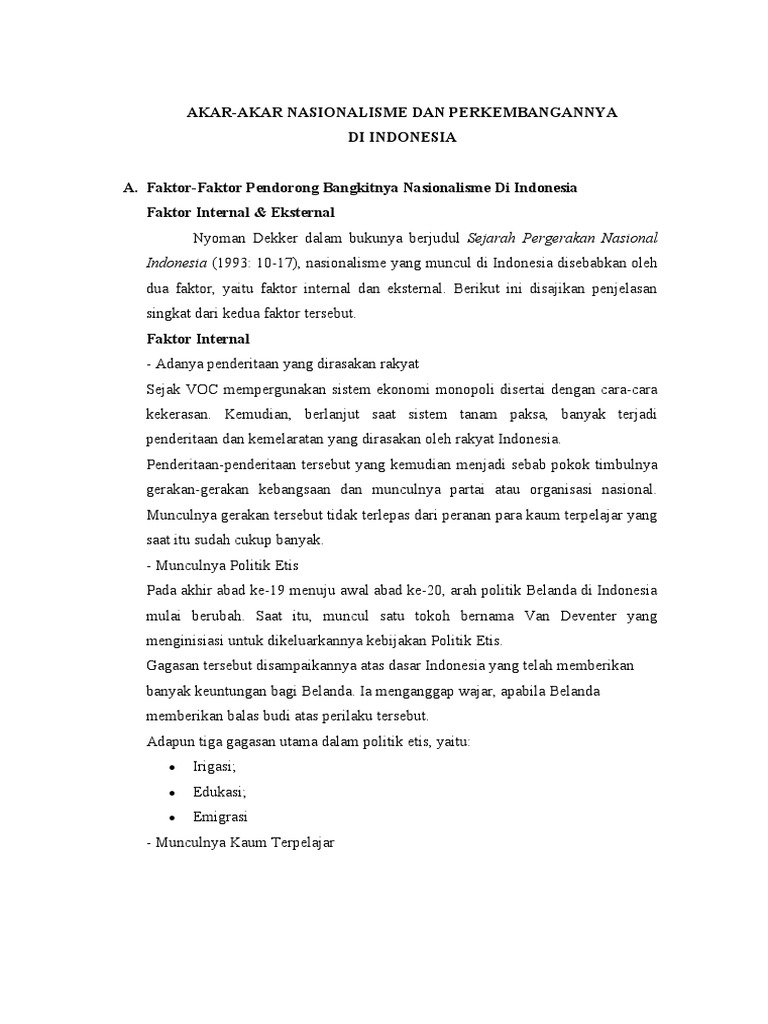 Akar dan Perkembangan Nasionalisme Indonesia | PDF