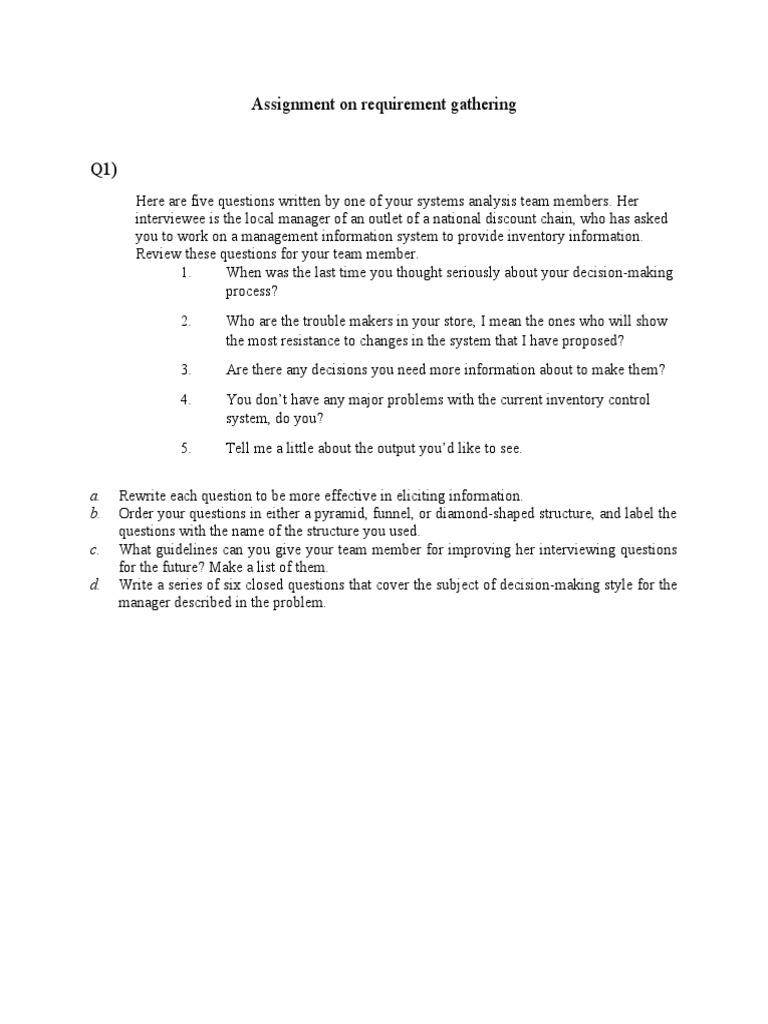 Effective Interview Questions for Requirements Gathering | PDF | Career ...