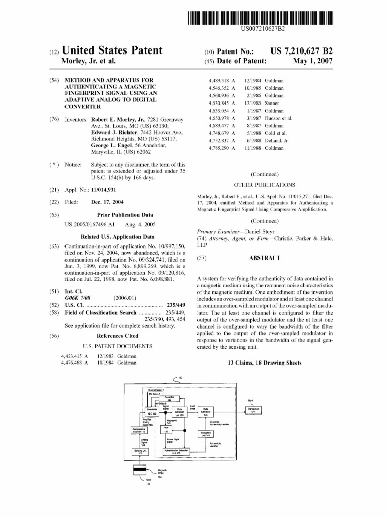 Us 7210627 | PDF | Intellectual Property Law | Telecommunications