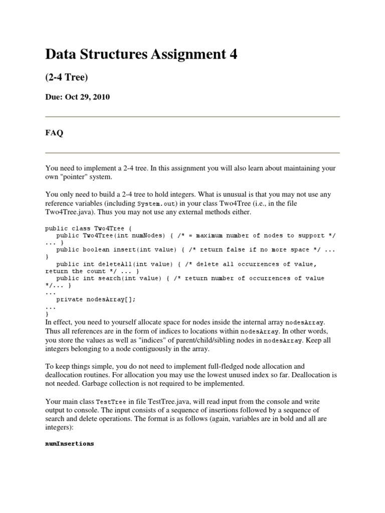 Data Structures Assignment 4 | PDF | Array Data Structure | Integer ...