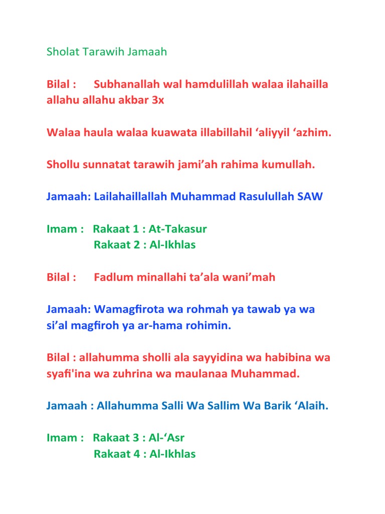 Sholat Tarawih Jamaah | PDF