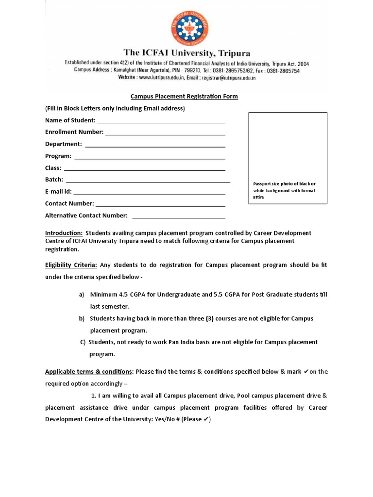 Placement Registration Form-Amended Version For 2022-23 | PDF | Business