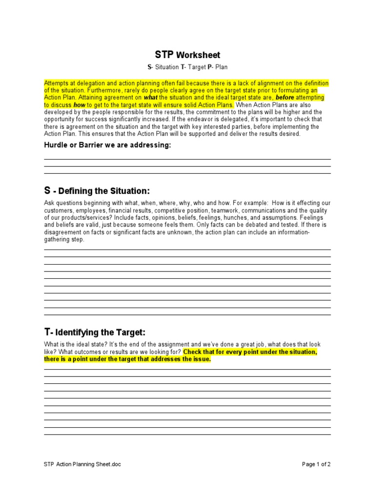 STP Action Planning Sheet | PDF | Goal | Communication
