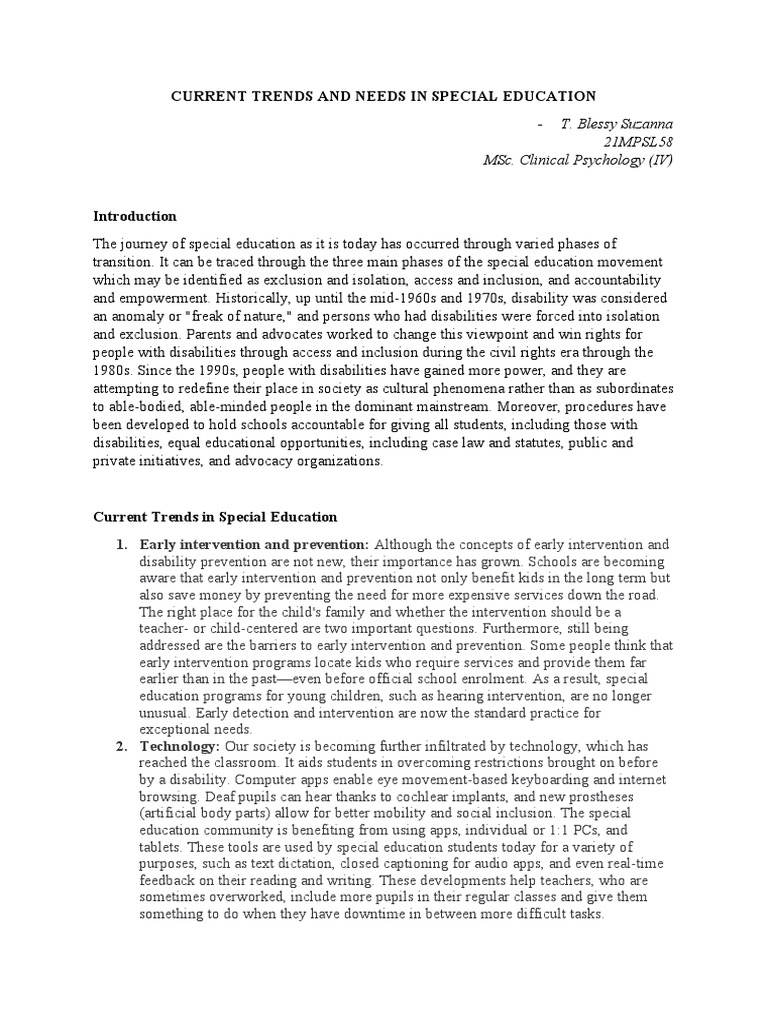 Current Trends in Special Education | PDF | Special Education | Autism Spectrum