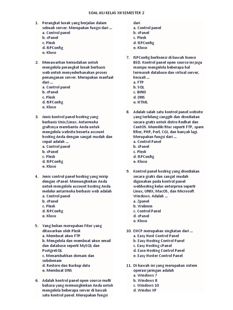 Soal Asj Kelas Xii Semester 2 | PDF
